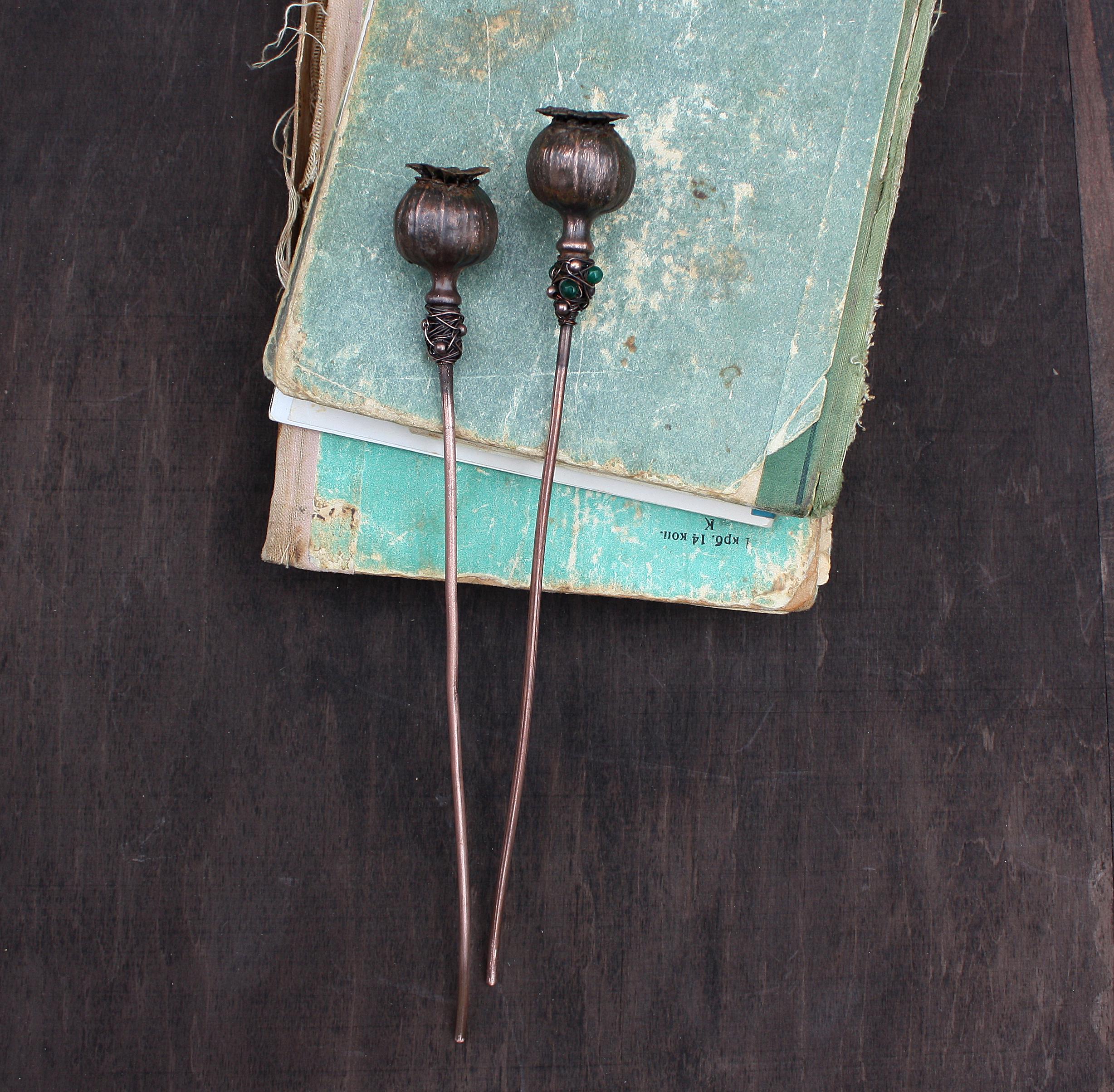 Nature Lover Hair Pin Stick, Poppy Pod Hair Sticks, Poppies Messy Bunny ...
