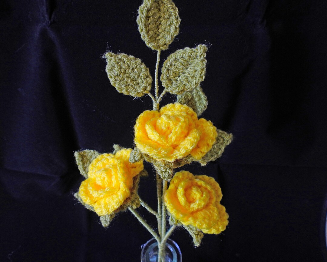 Crochet Roses, Table Posy, Yellow Roses, Crochet Flowers - Etsy