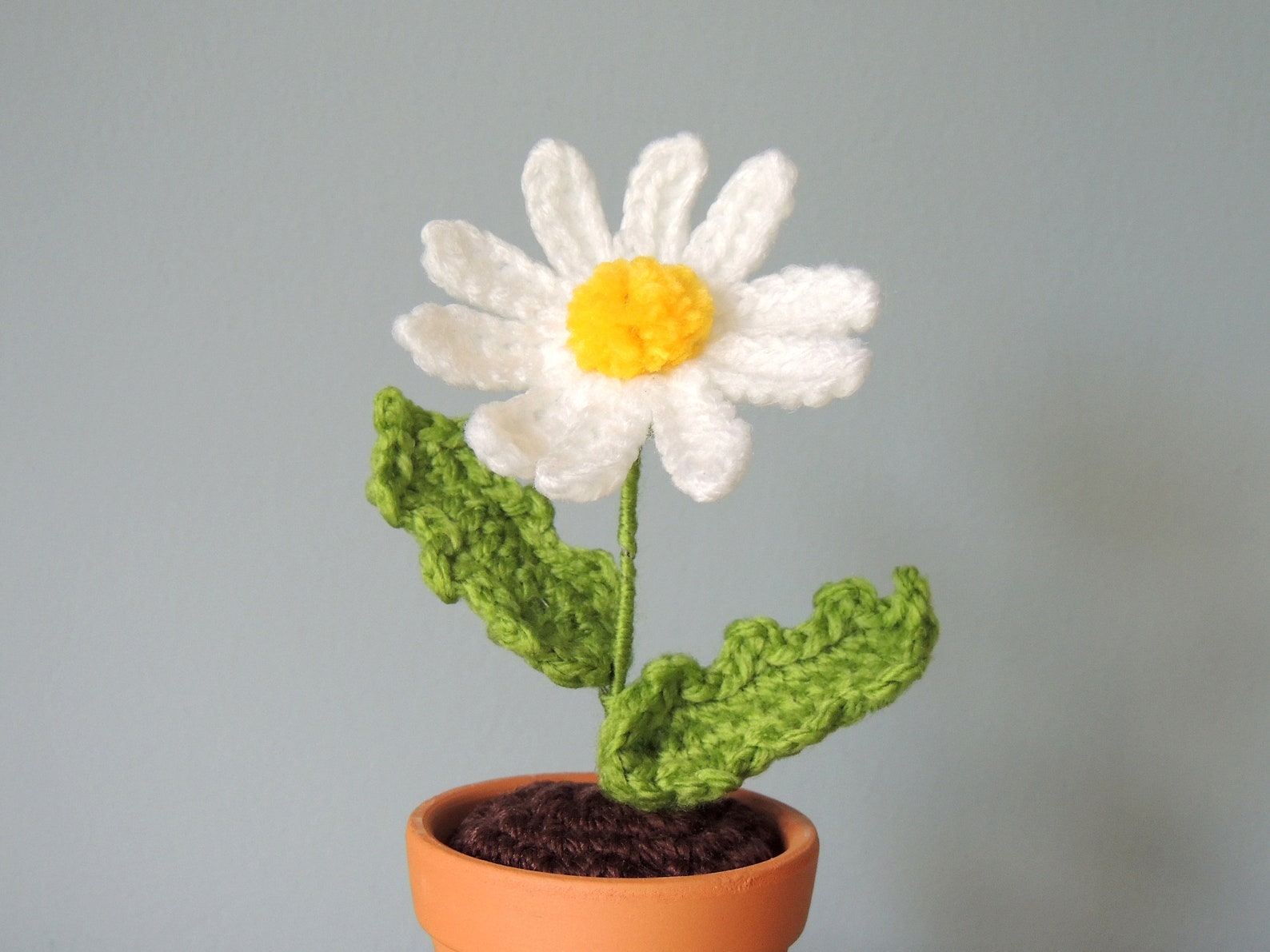 Crochet Daisy Crochet Flower in Pot Crochet Flower - Etsy