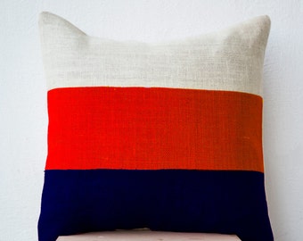 Navy orange pillow | Etsy