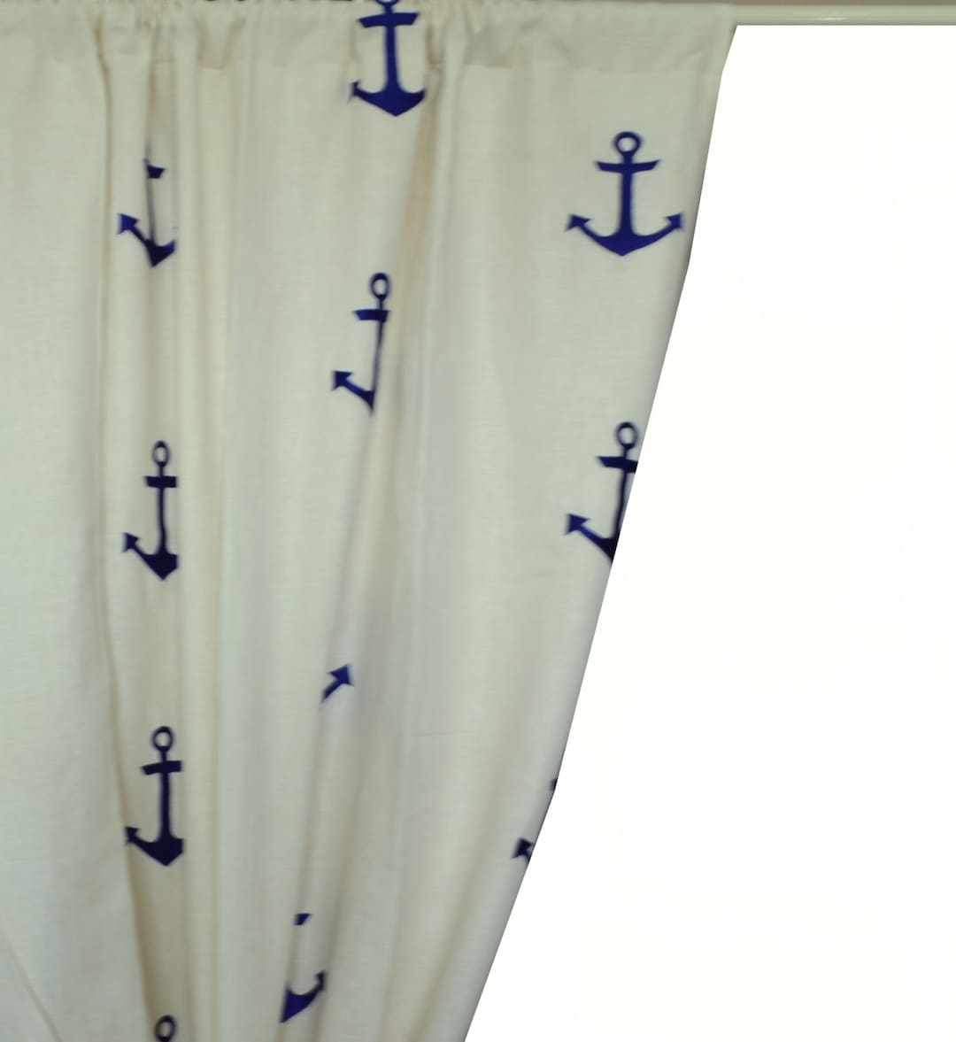 Yacht Nautical Curtains, Linen Curtains Navy Anchor Embroidery ...