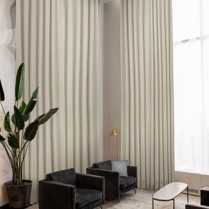 Herringbone Wool Curtains With Brass Snap Buttons, Custom Made Curtains ...