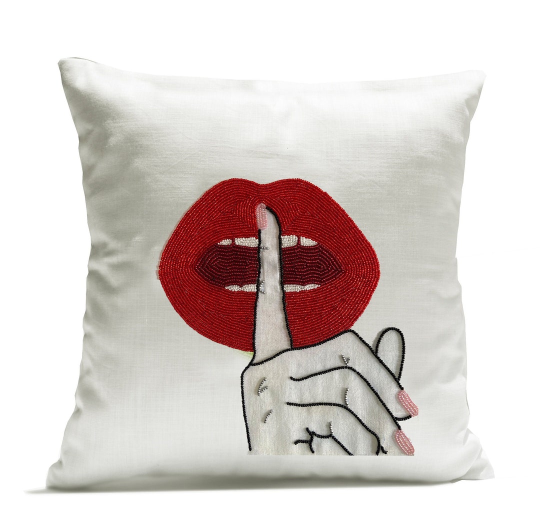 Shhh Pop Art Pillow Cover, Girl Woman Retro Pillow Cover, Woman With ...