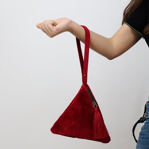 Emerald Green Velvet Purse, Pyramid Purse, Triangle Pouch, Party ...