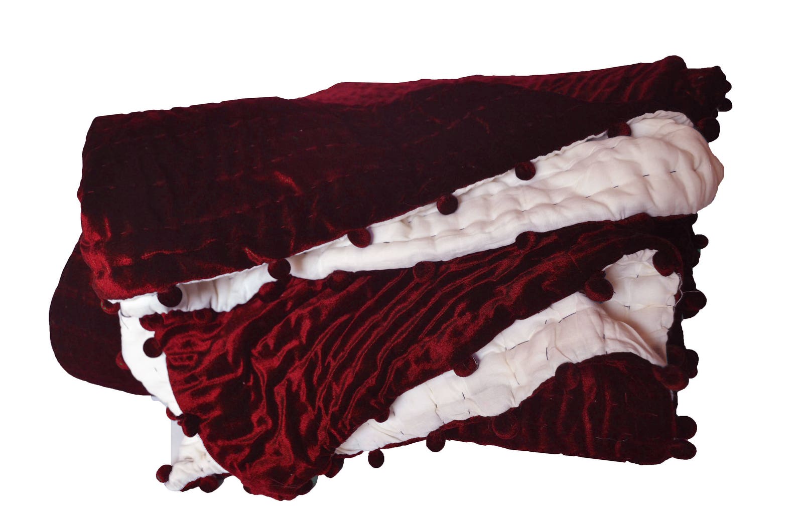 Velvet Comforter, Velvet Quilt, Deep Red Velvet Pick Stitch Quilt ...
