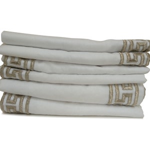 White Linen Curtain Drape, Greek Key Embroidery Curtain, Window Curtain ...