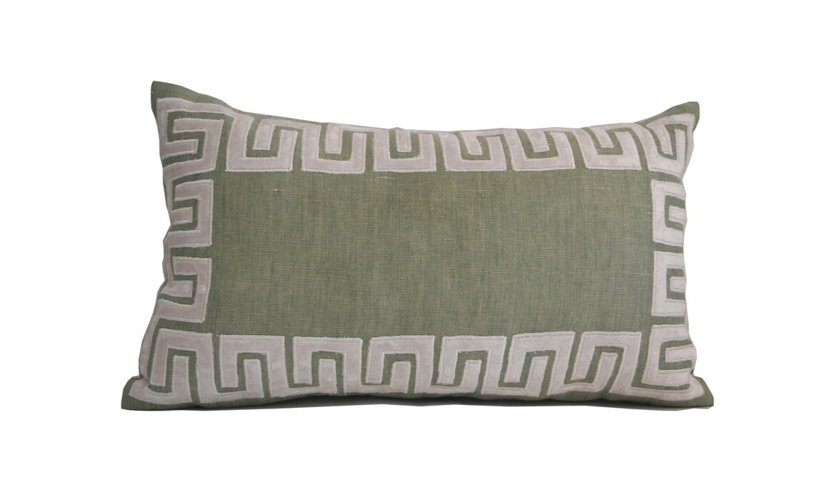 Greek Key Pillow Cover, Grey Pillow, Gray Pillow, Gray Linen Velvet ...