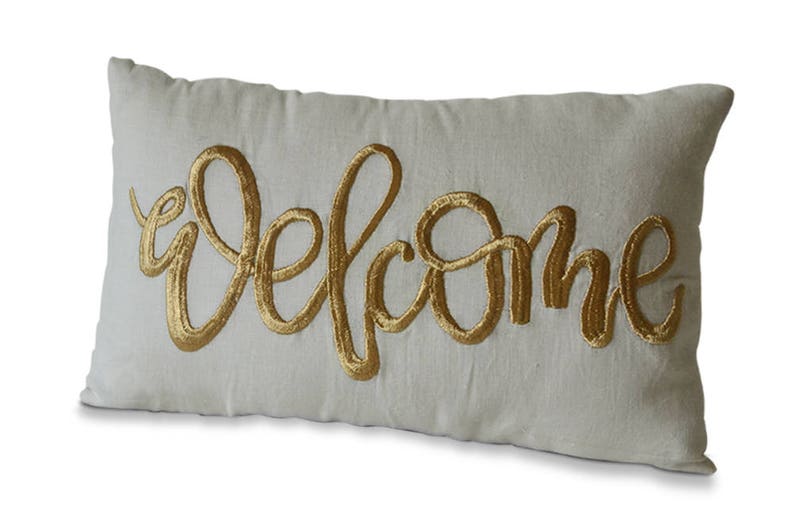 Welcome Pillow Guest Room Pillow Party Decor Pillow Ivory | Etsy