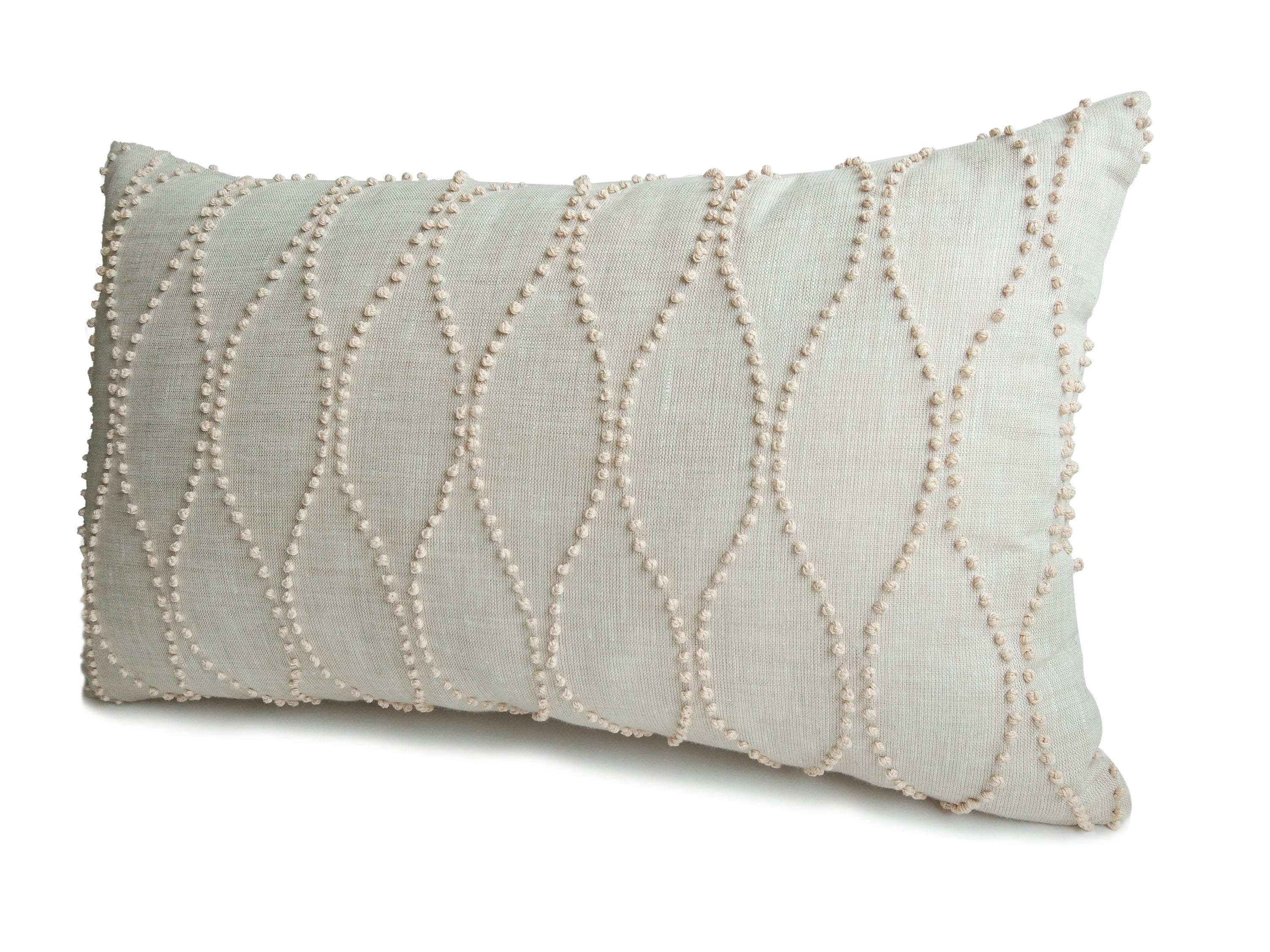 Linen Pillow Case Embroidered Pillow Oatmeal Pillow Neutral | Etsy