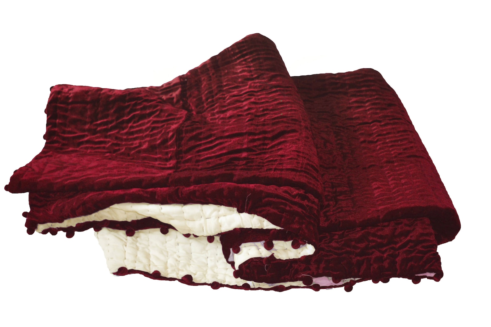 Velvet Comforter, Velvet Quilt, Deep Red Velvet Pick Stitch Quilt ...