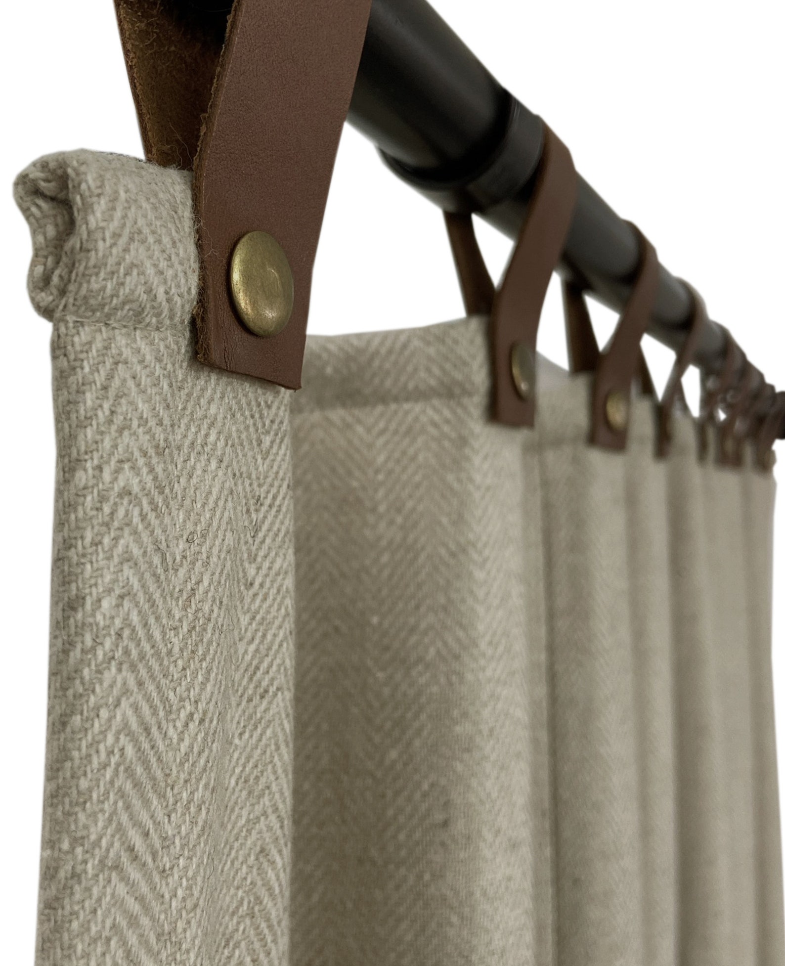 Herringbone Wool Curtains With Brass Snap Buttons Custom Made - Etsy