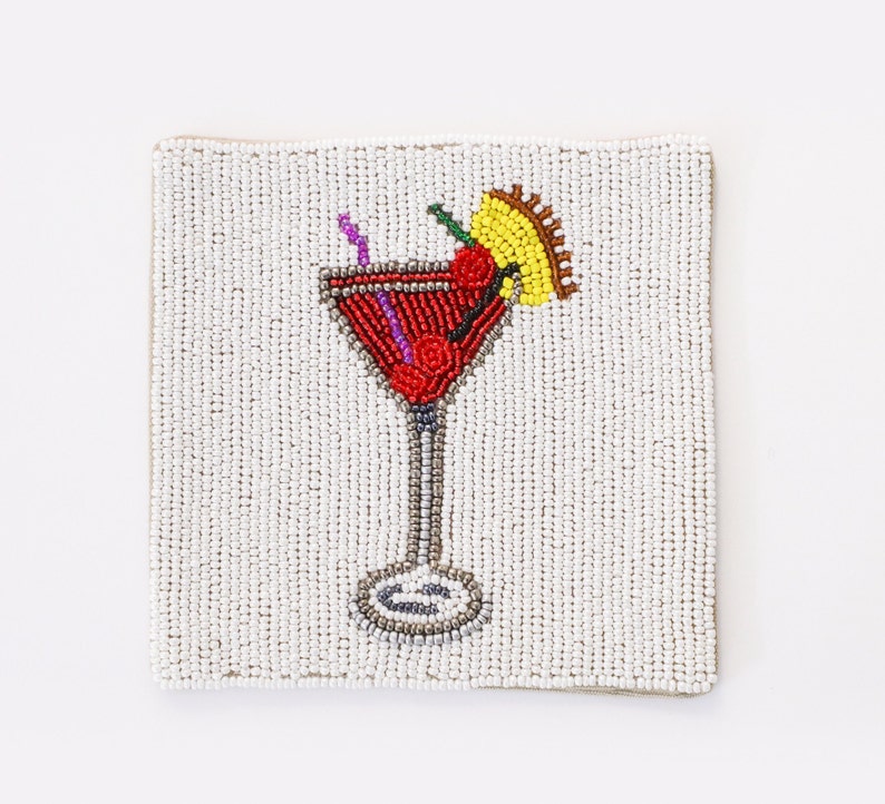 Set of 5 Beaded Drink Coasters, Gift for Friends and Family, Blue ...
