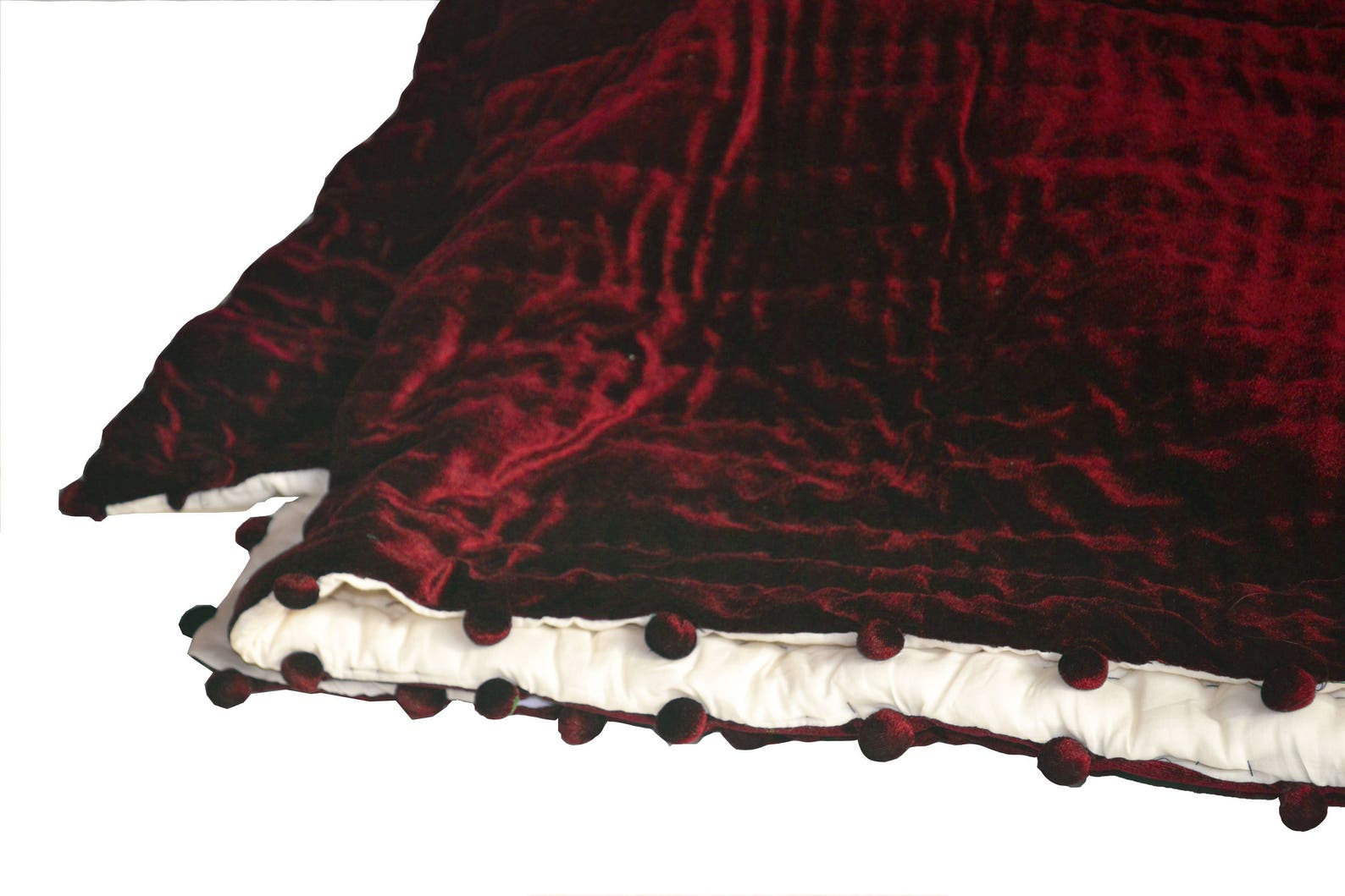 Velvet Comforter, Velvet Quilt, Deep Red Velvet Pick Stitch Quilt ...