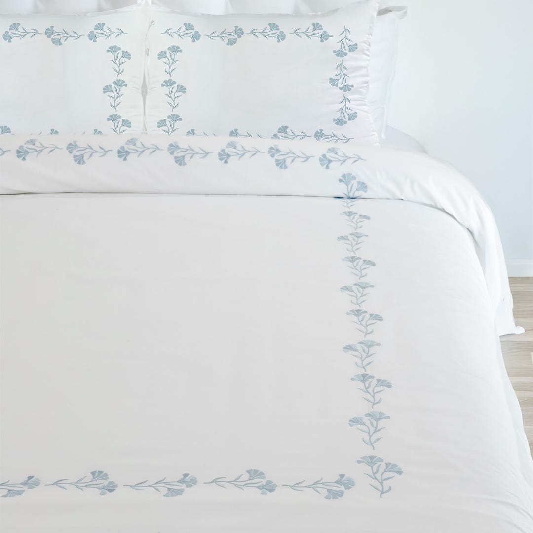 Embroidered Floral Duvet Cover Set, 400TC 100% Cotton Bedding, US UK AU ...