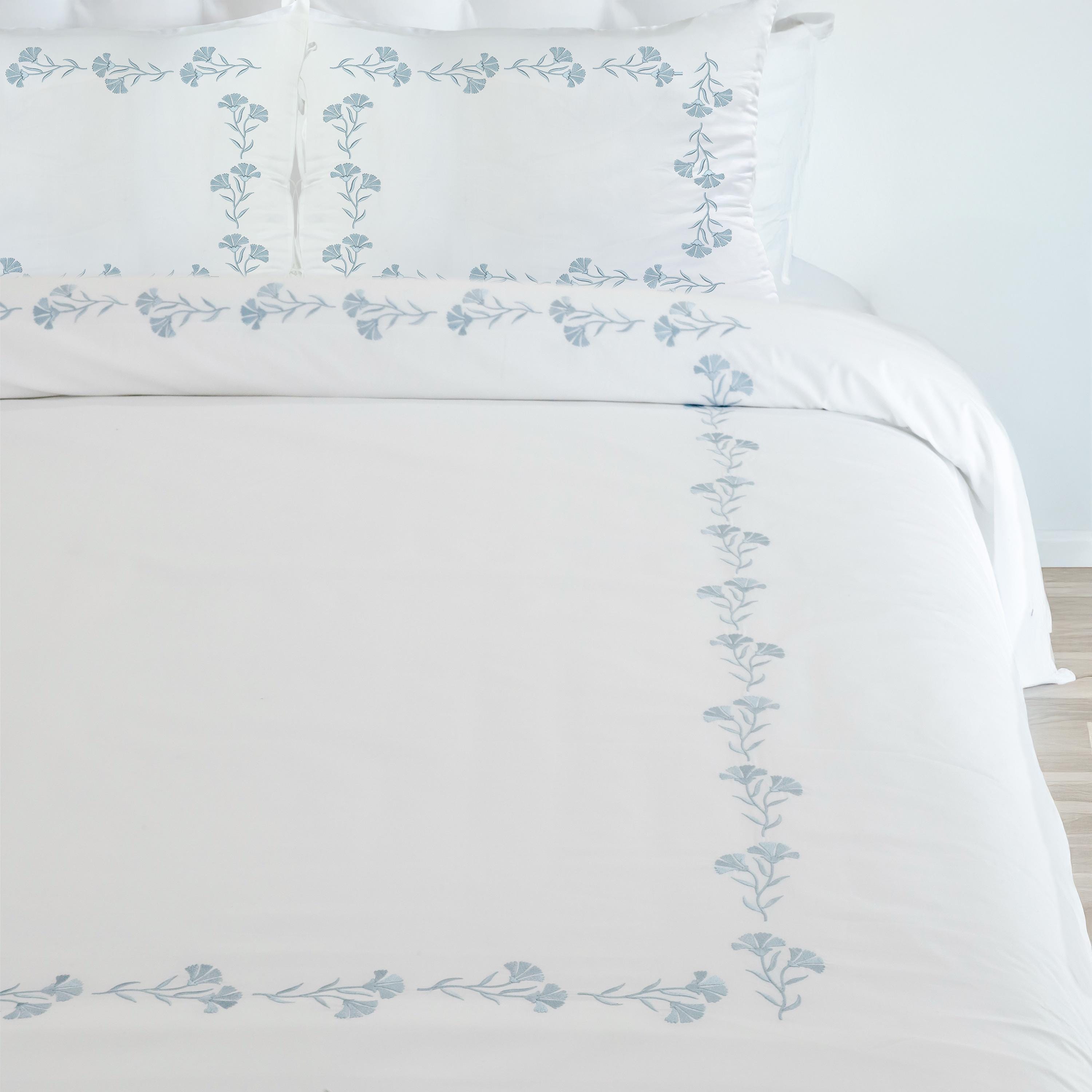 Embroidered Floral Duvet Cover Set, 400TC 100% Cotton Bedding, US UK AU ...