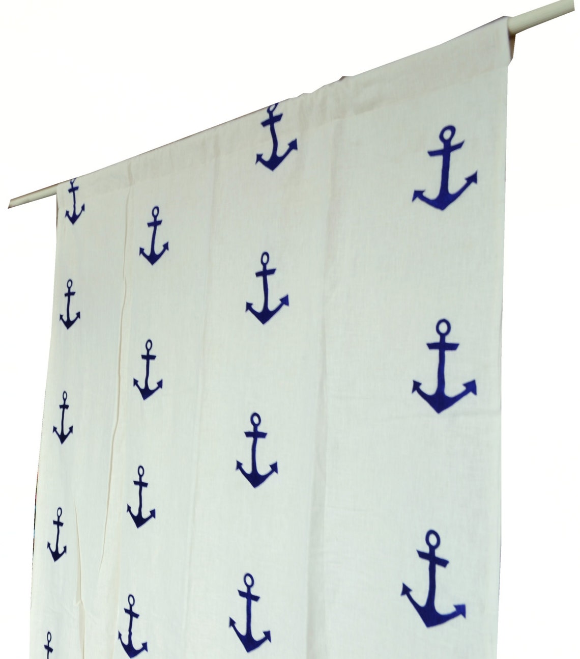 Yacht Nautical Curtains Linen Curtains Navy Anchor - Etsy
