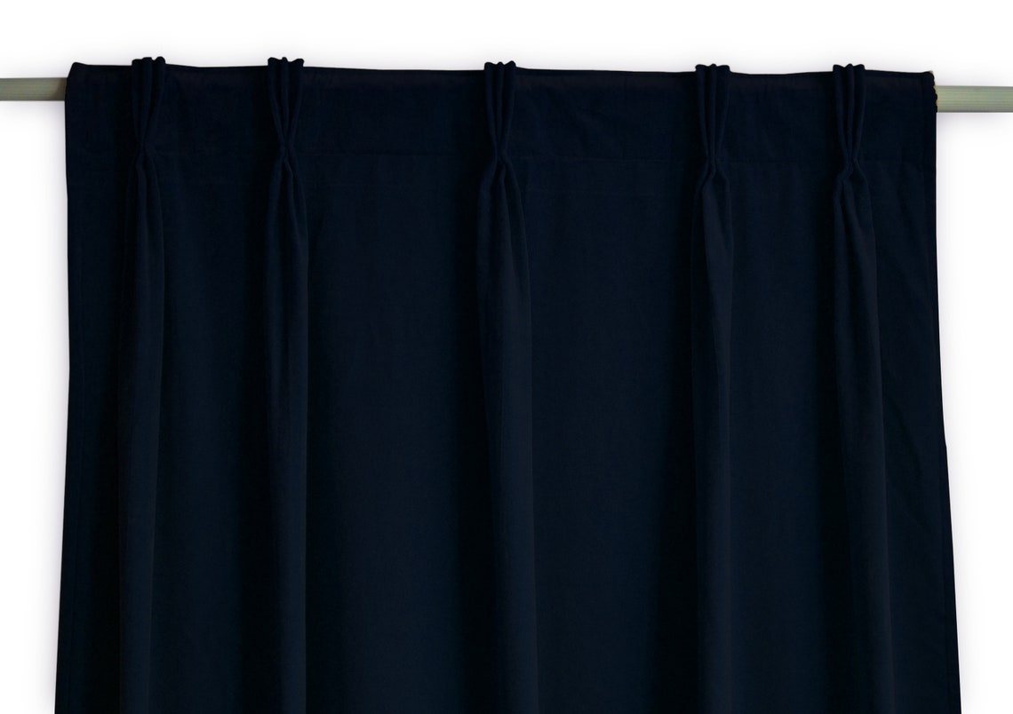 Navy Blue Cotton Velvet Curtain Custom Velvet Drape Rod - Etsy
