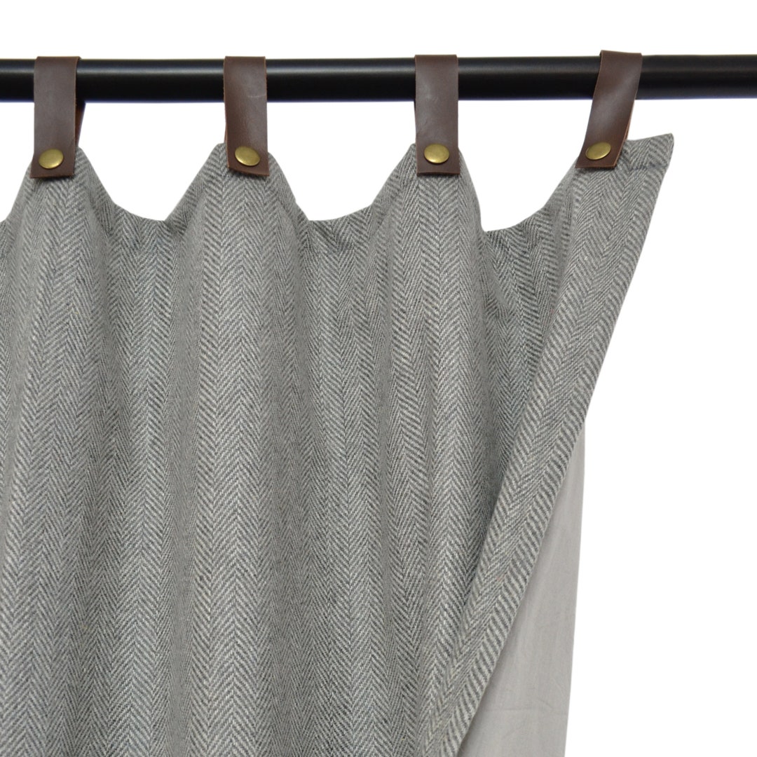 Light Grey Herringbone Curtain Wool Curtains and Drapes - Etsy