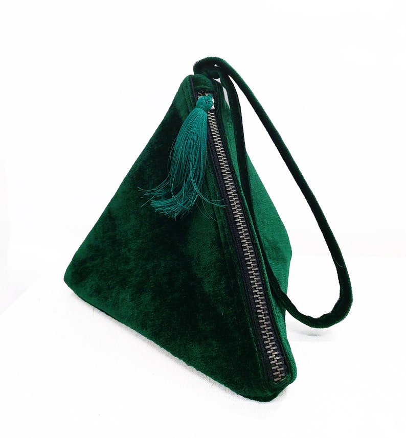 Emerald Green Velvet Purse Pyramid Purse Triangle - Etsy