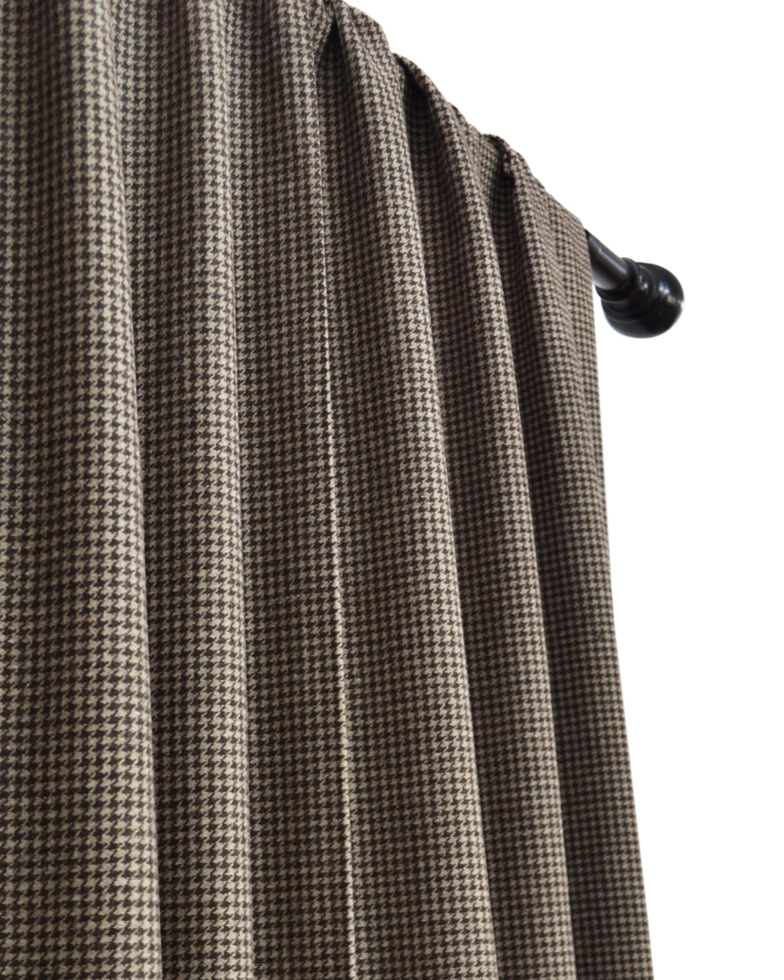 Brown Houndstooth Wool Curtain, Brown Beige Wool Curtain, Yarn Dyed ...