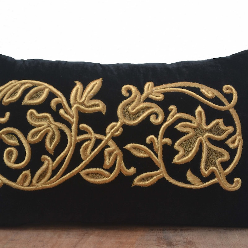 Embroidered Lumbar Pillow - Etsy