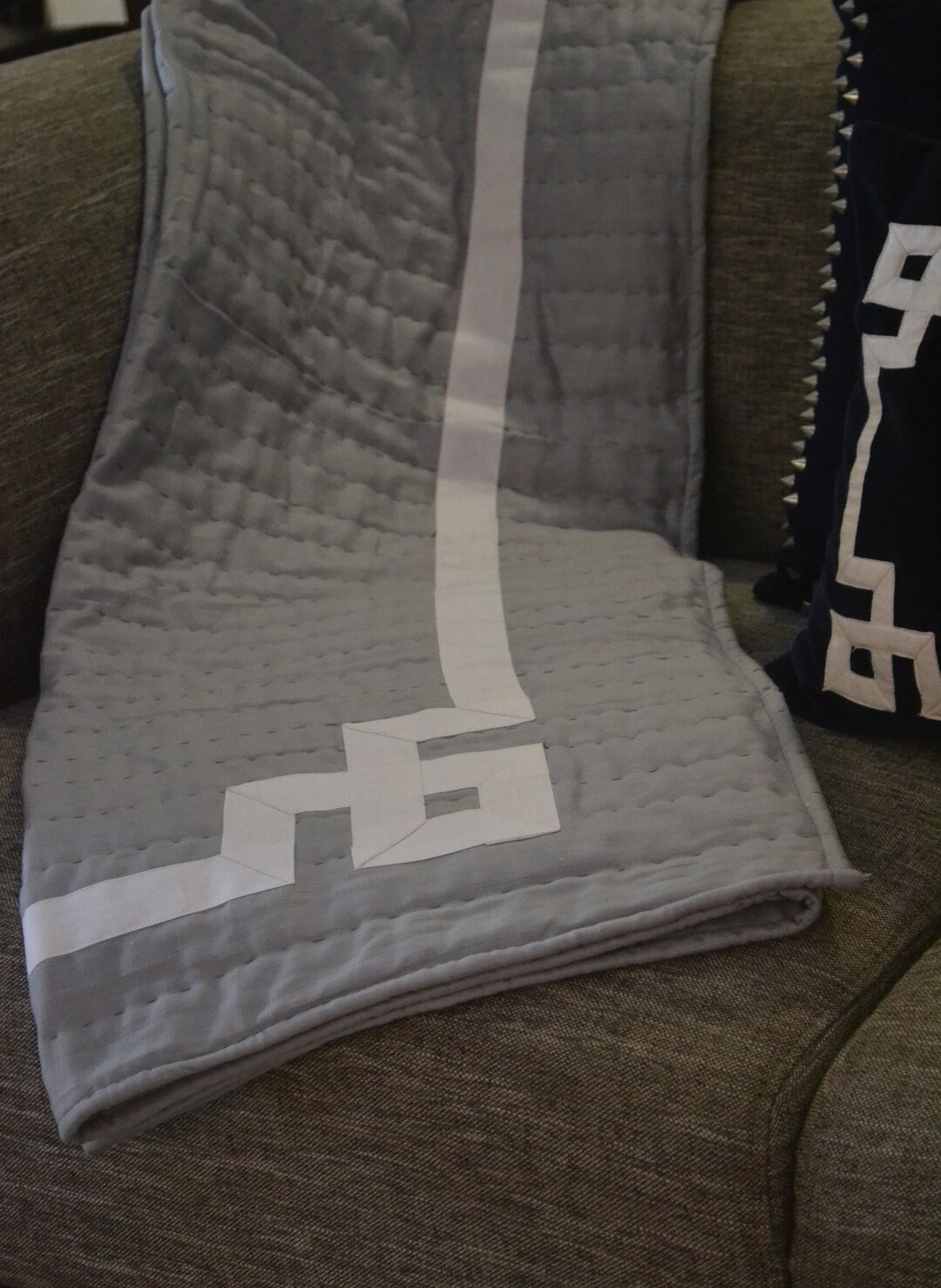 Greek Key Throw Geometric Blanket Linen Cotton Blanket Sofa - Etsy