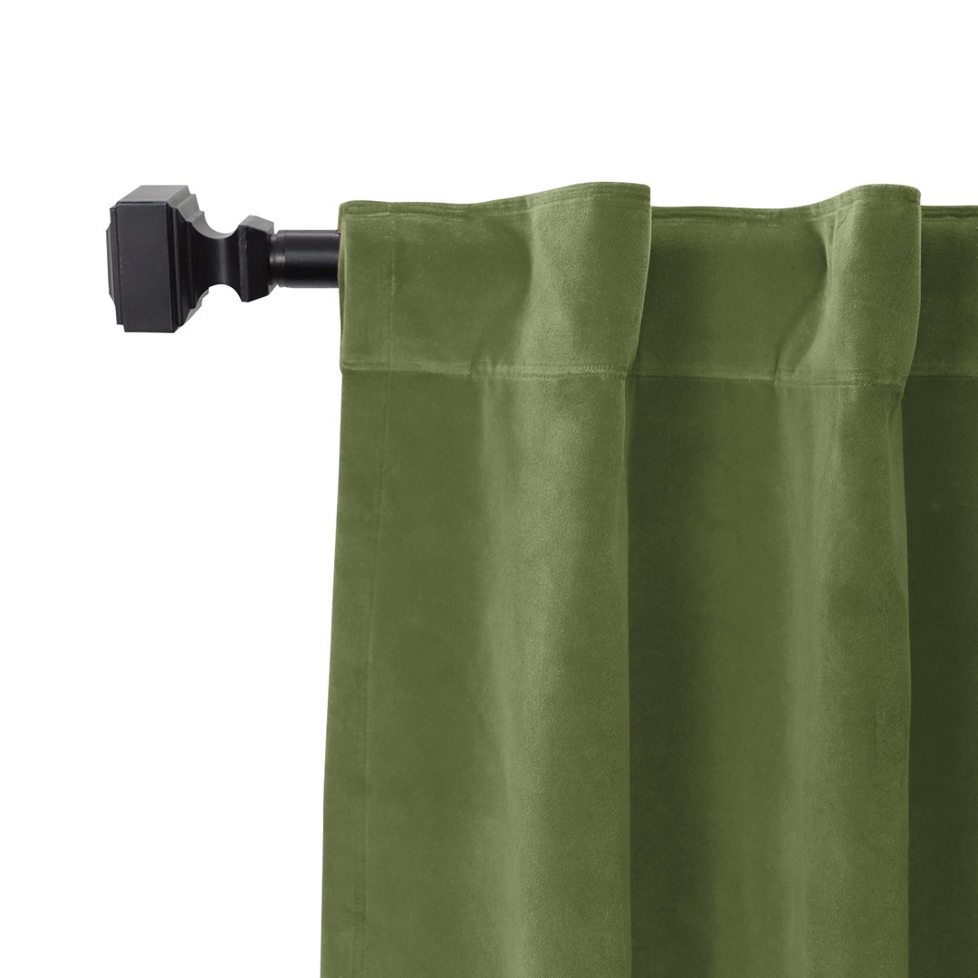 Sage Green Velvet Curtain Drapes, Cotton Velvet Curtains, Available in ...