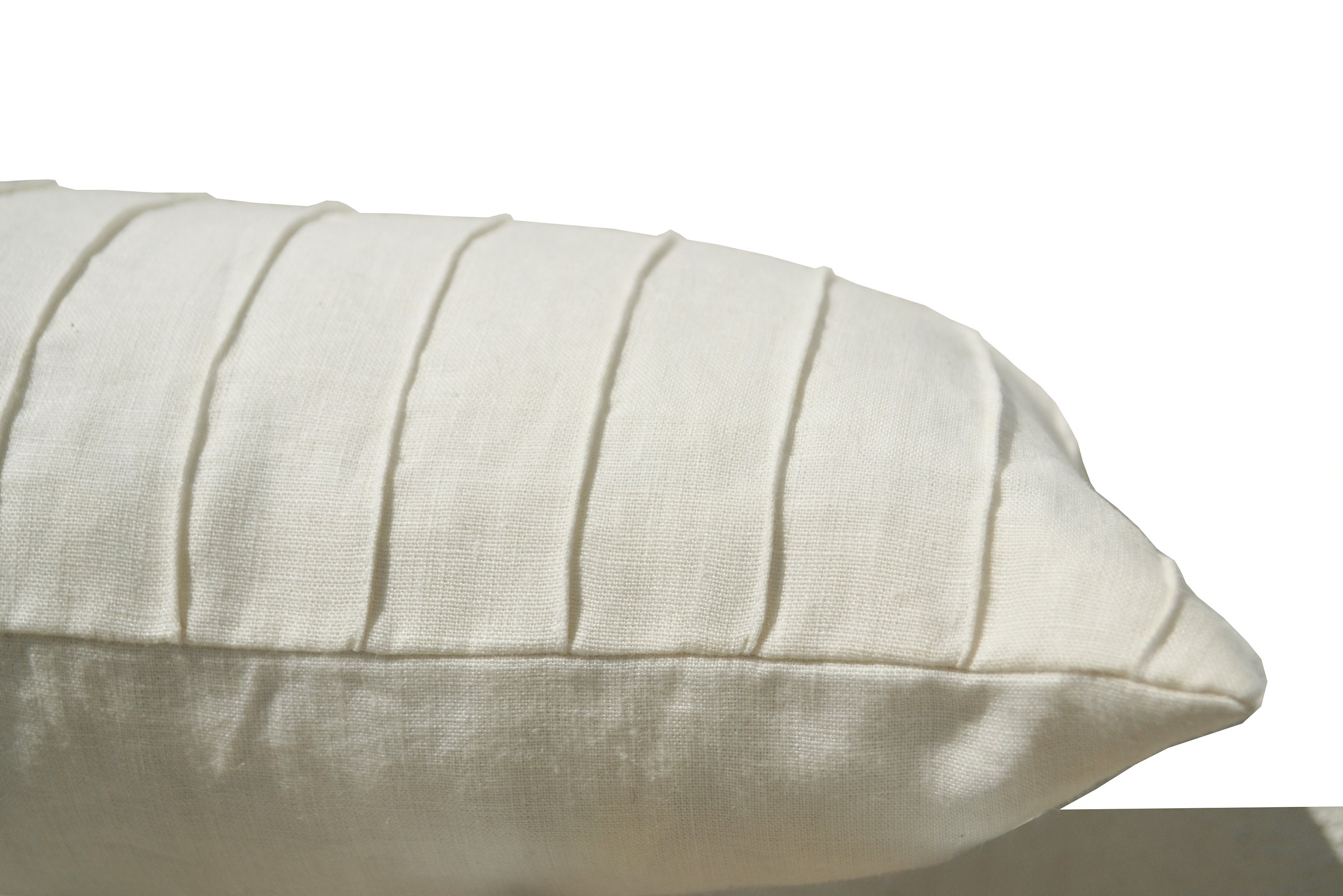 Ivory Linen Pleated Textured Pillow Cover, Lumbar Pillow, off White ...