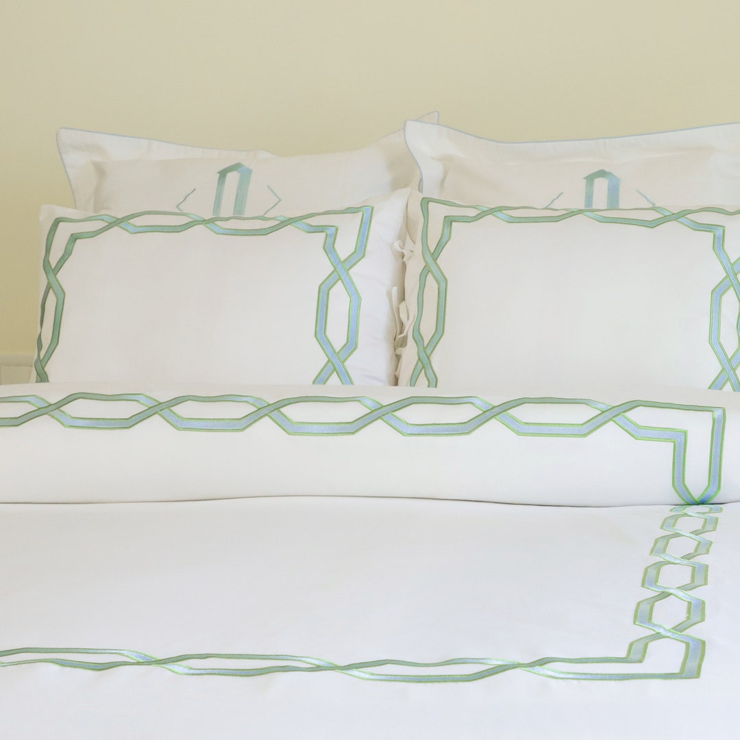 Embroidered Fretwork Duvet Cover Set, 800TC Cotton Blend Duvet Cover ...