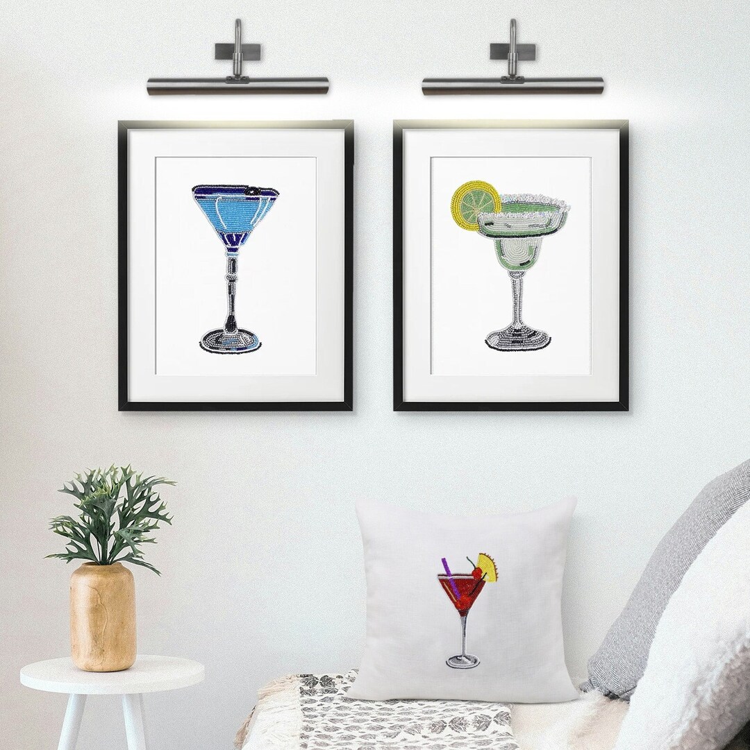 Beaded Wall Art for Bar, Cocktail Art, Bar Gallery Wall Art, Cocktail ...