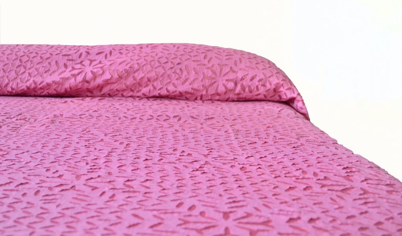 Queen Bedspreads Cotton Bedspread Pink Applique Coverlet - Etsy