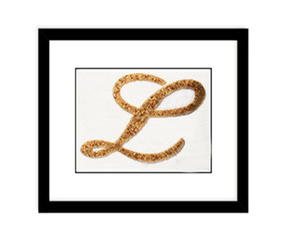 Wall Decor Monogram Wall Art Gold Sequin White Linen | Etsy