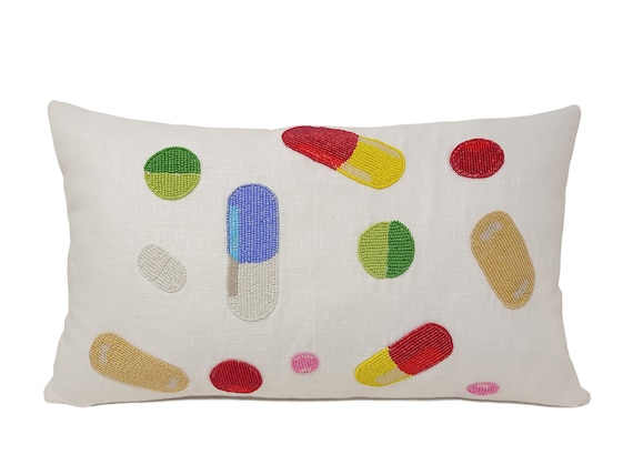 Chill Pill Pillow Pop Art Lumbar Pillow Pill Art Throw - Etsy