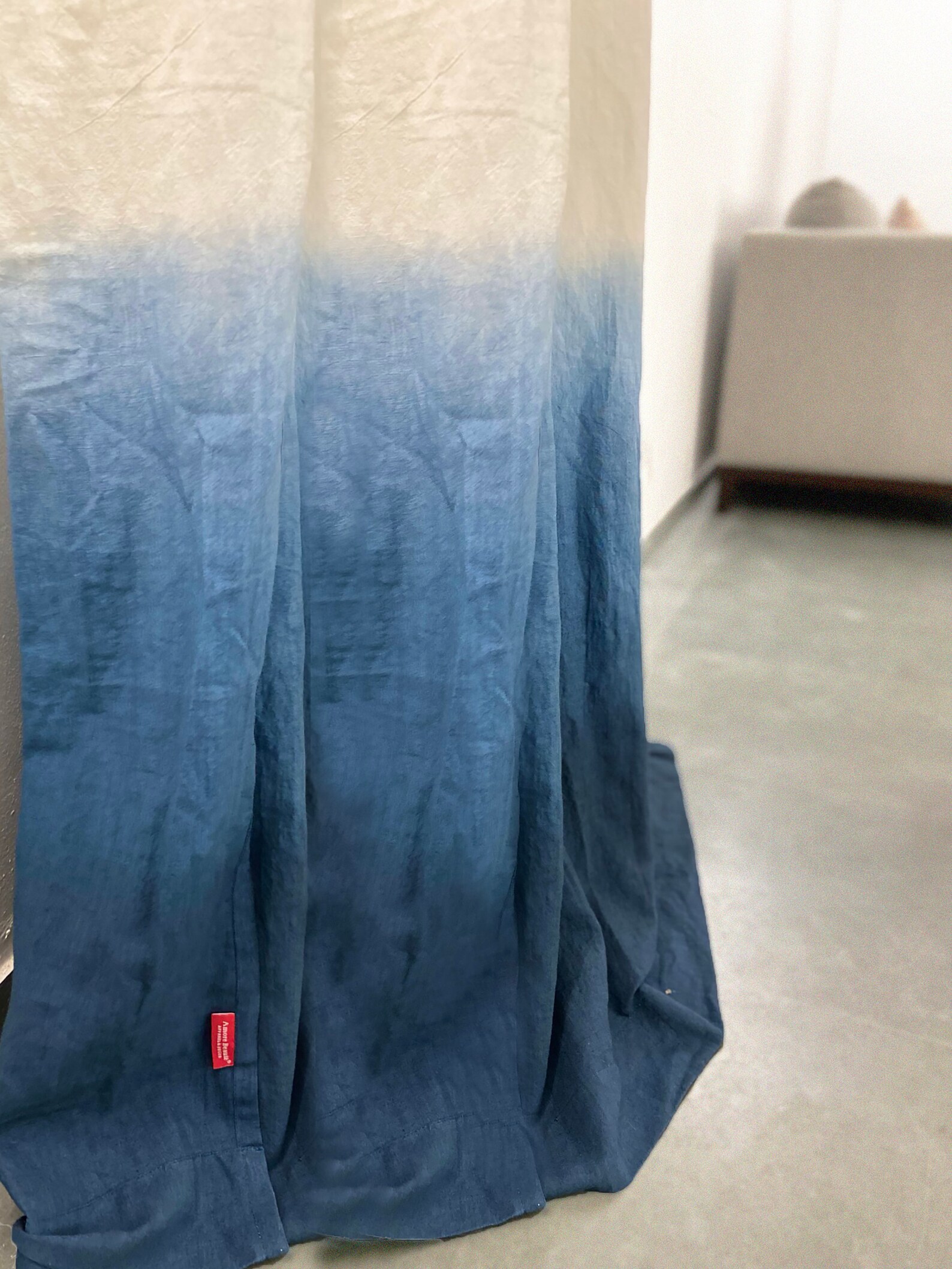 Blue Ombre Linen Curtain Handmade Linen Curtain Indigo Ombré - Etsy