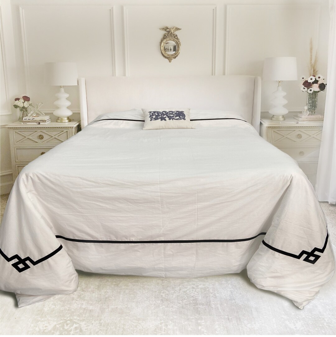 Greek Key Duvet Cover, 400TC 100% Cotton Duvet Cover, White Cotton ...