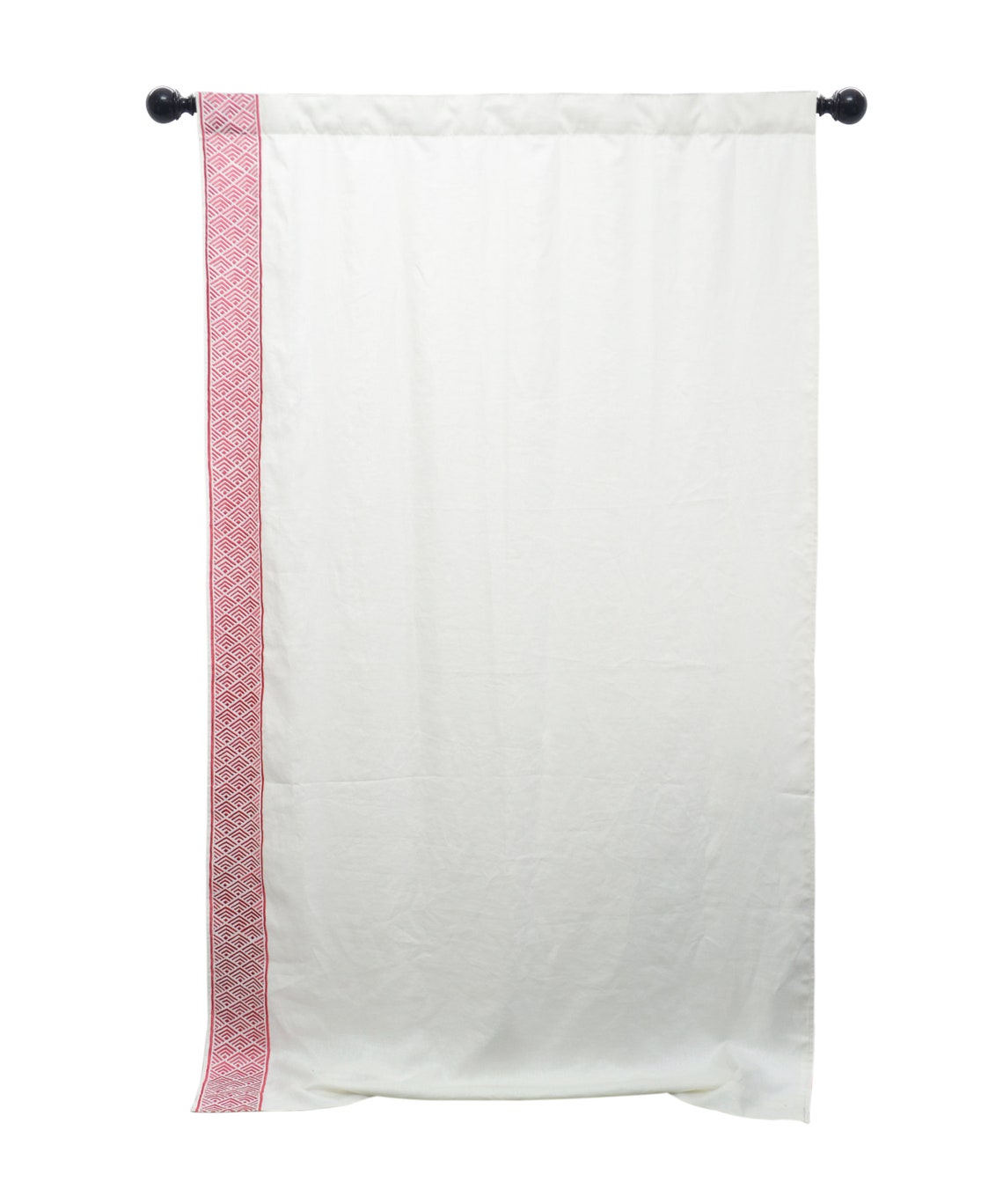 Chevron Linen Drapery With Embroidery Ivory Coral Window - Etsy