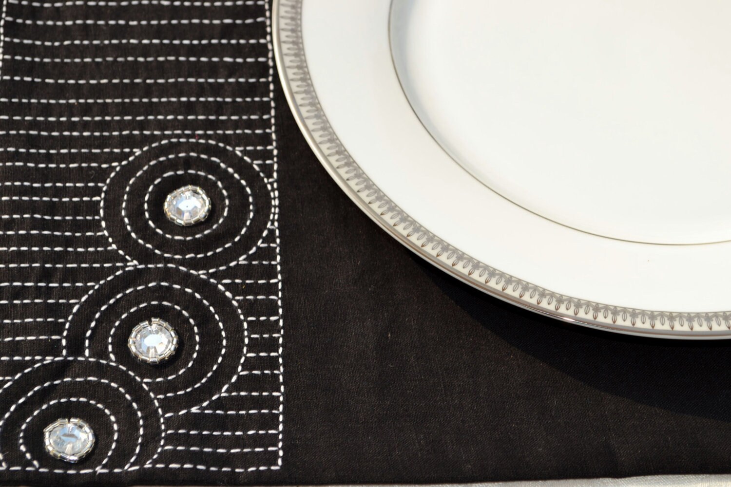 Sashiko Japanese Embroidery Placemats Embroidered mats Black | Etsy