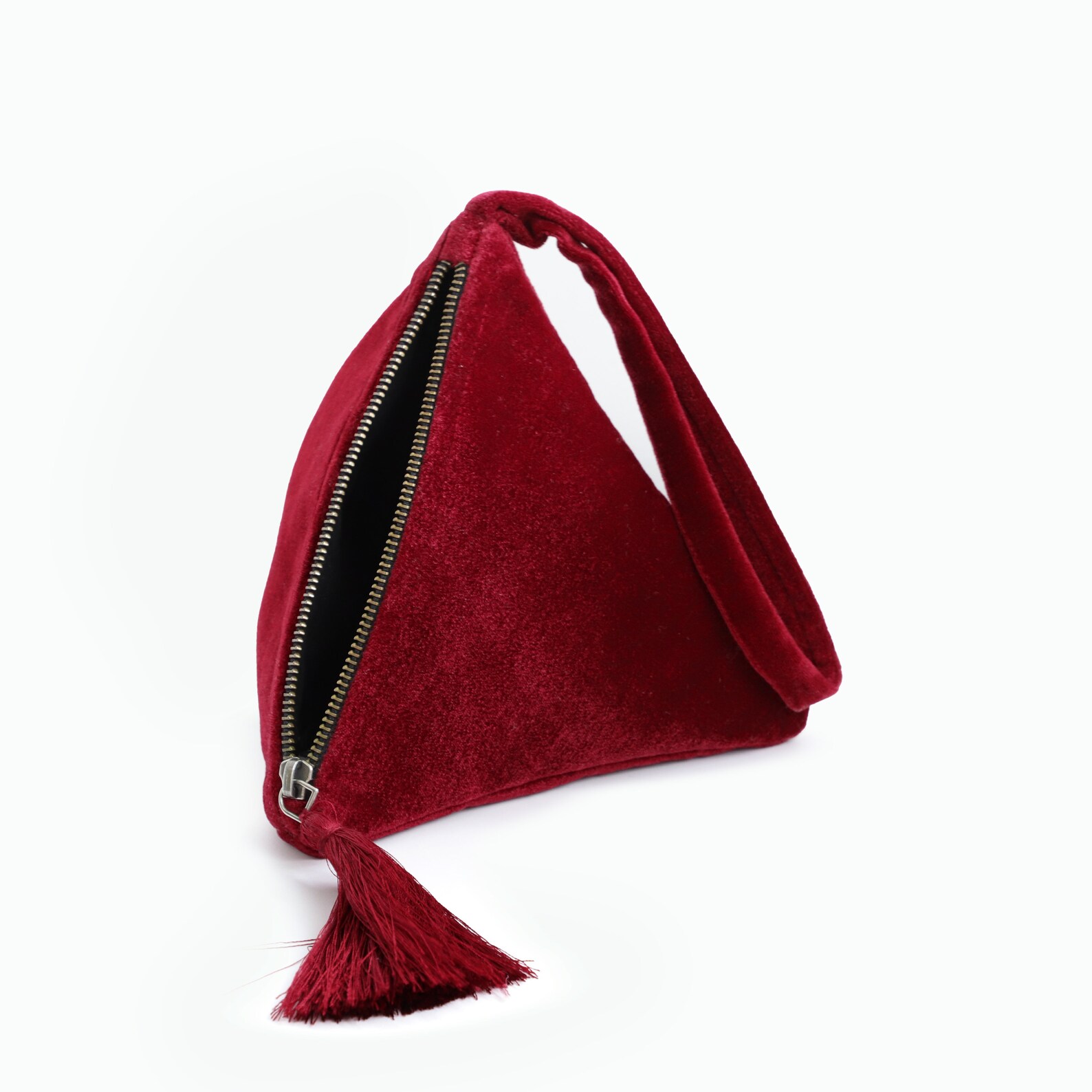 Emerald Green Velvet Purse, Pyramid Purse, Triangle Pouch, Party ...