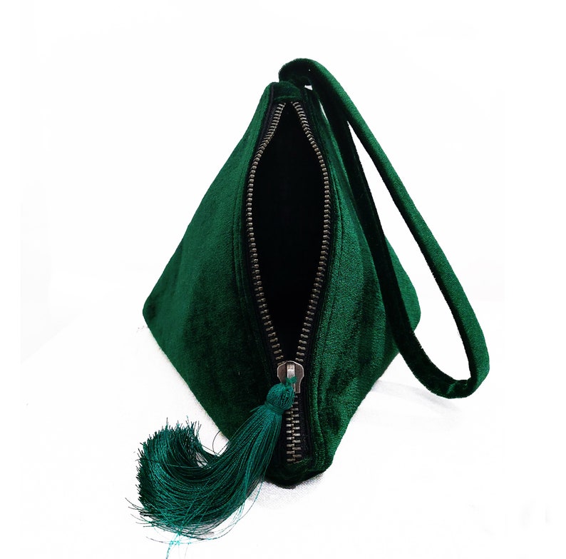Emerald Green Velvet Purse Pyramid Purse Triangle - Etsy