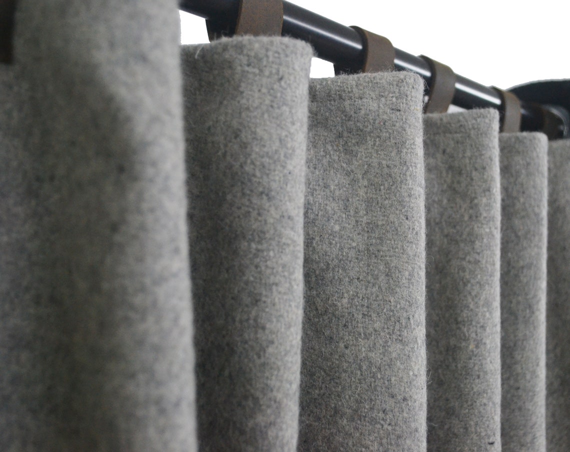 Custom Wool Felt Curtain Panel With Cotton Trim - Gray Wool Drapery - Etsy