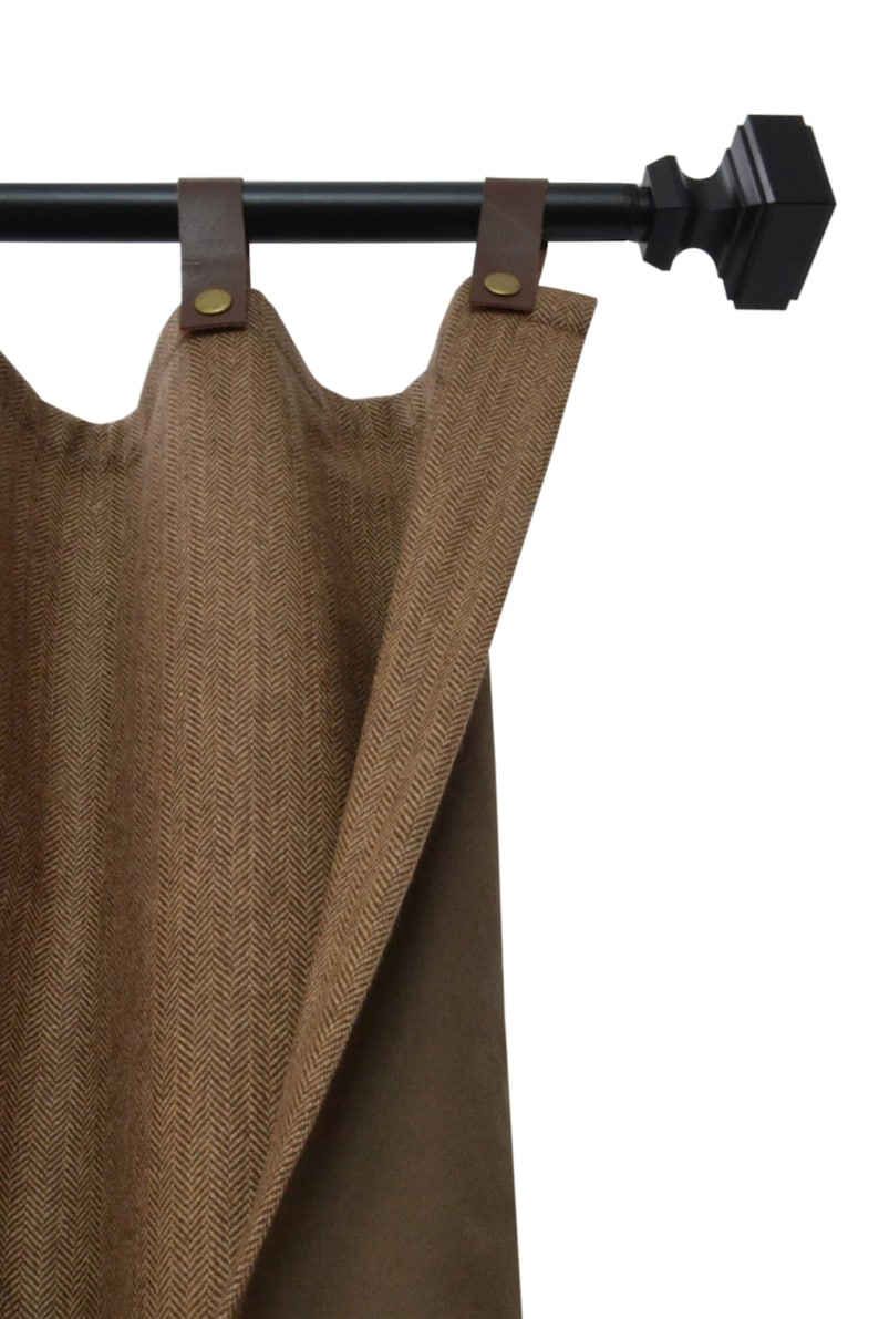 Herringbone Wool Curtains With Brass Snap Buttons Custom Made - Etsy