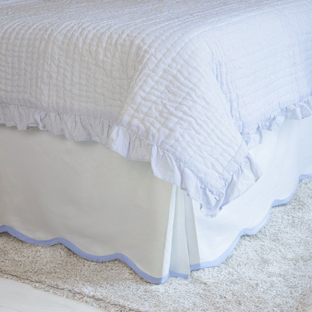 Custom Scalloped Edge Bed Skirt, Trim Available in 8 Colors, Cotton ...