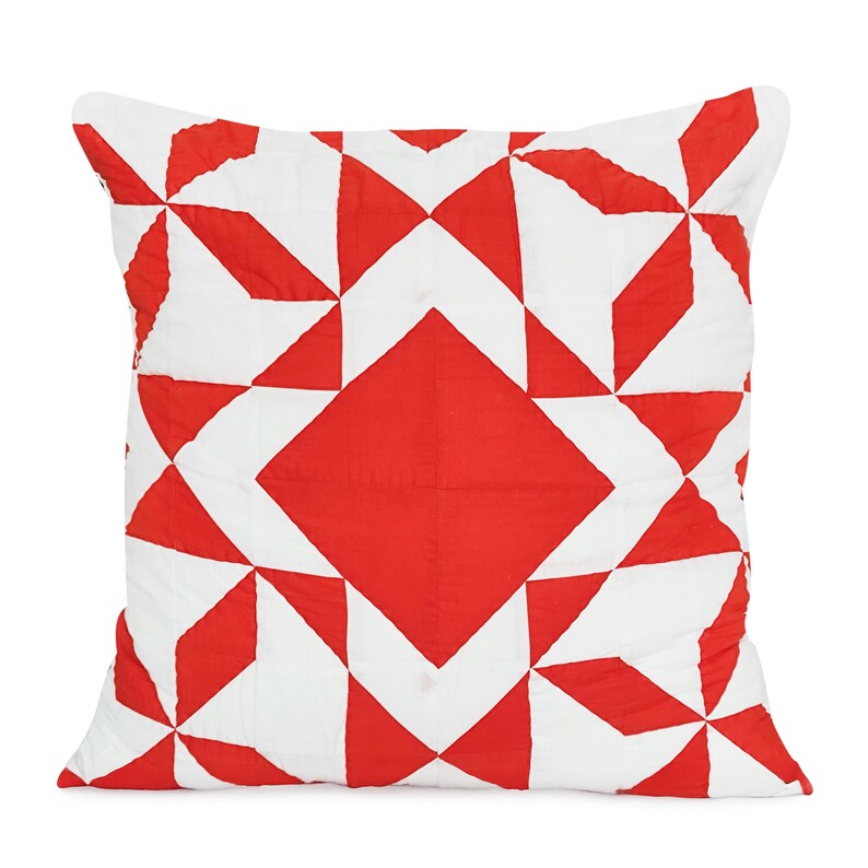 Red White Patchwork Quilt, Handmade Pick Stitch Cotton Quilt ...