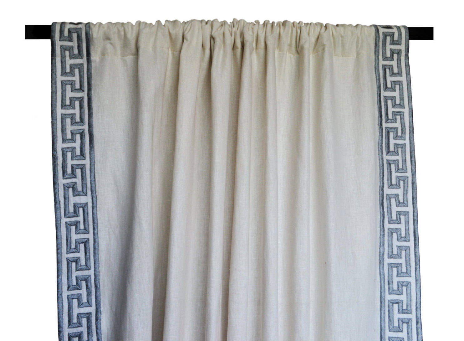 Linen Curtains Greek Key Curtain Heat Blocking Curtain Door - Etsy