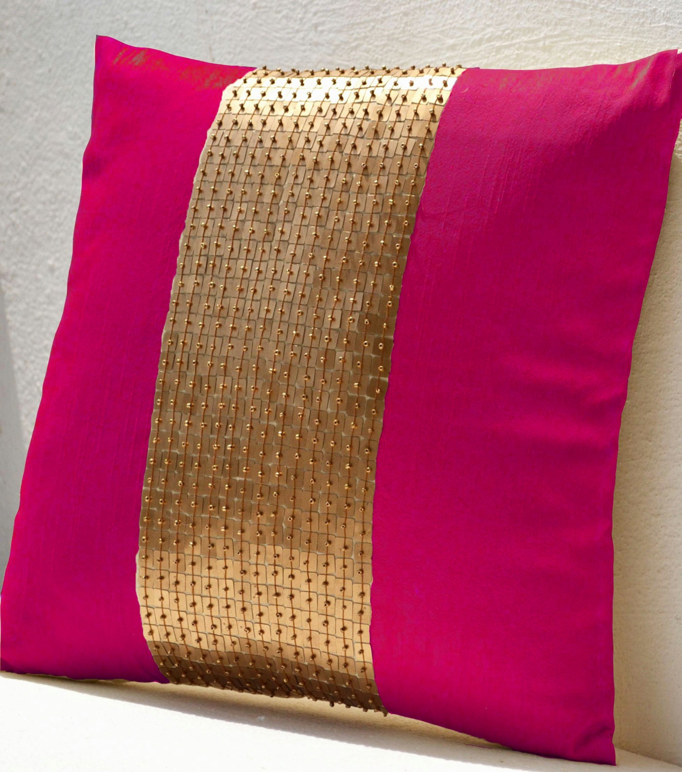 Fuchsia Pillow, Decorative Pillow, Fuchsia Pillows, Fuchsia Gold Color ...