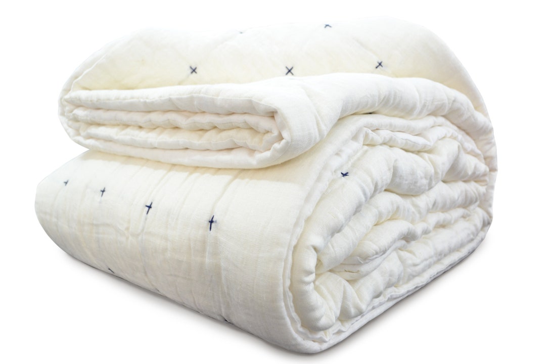 Ivory Linen Quilt, Handmade Linen Quilt, Linen Quilt King, Breathable ...