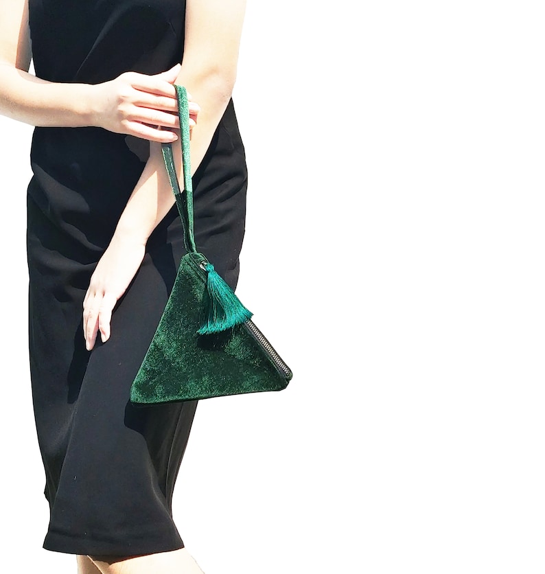 Emerald Green Velvet Purse Pyramid Purse Triangle - Etsy