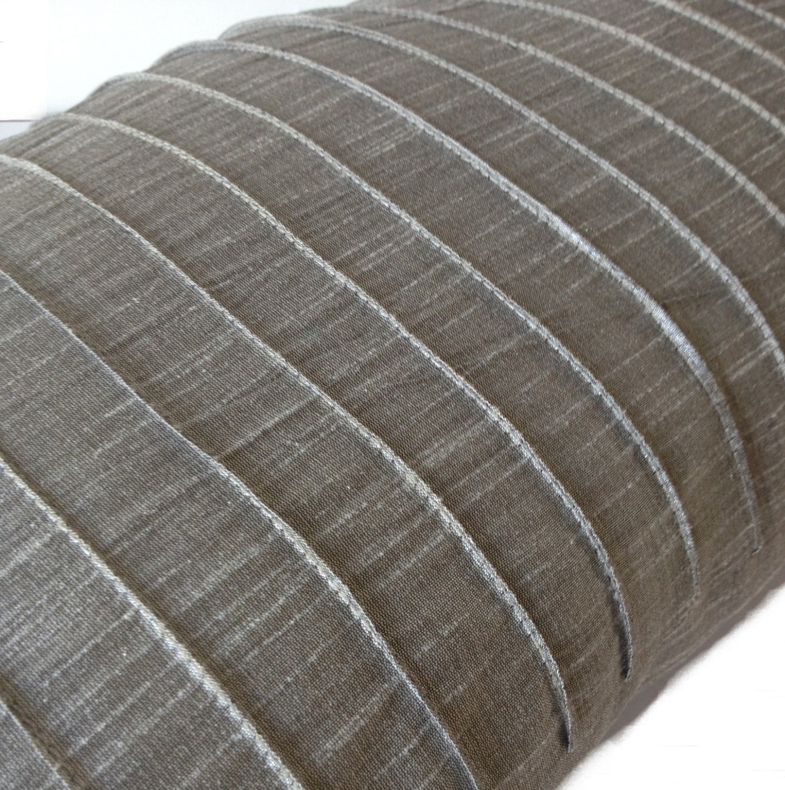 Grey Faux Silk Pleated Textured Pillow Cover, Lumbar Pillow, Grey ...