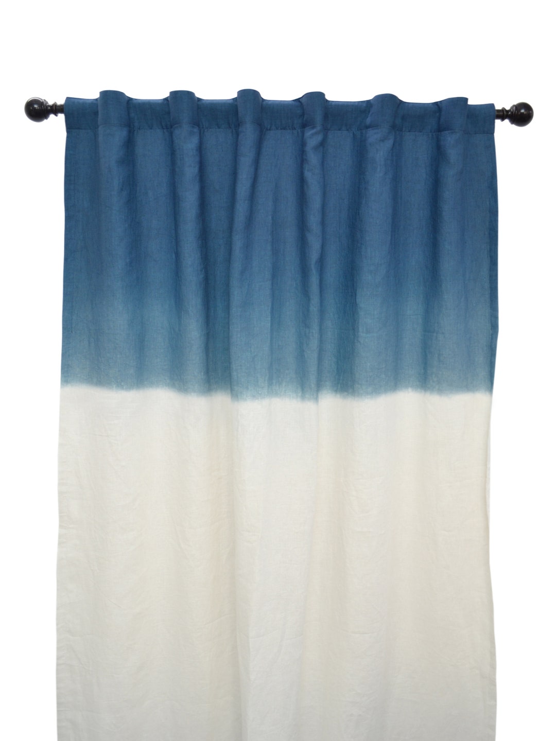 Ombre Linen Curtain, Handmade Linen Curtain, Indigo Ombré Curtain ...