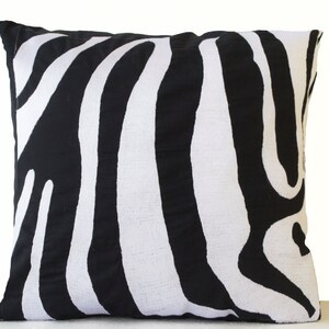 Embroidered Zebra Throw Pillow Cover - Etsy
